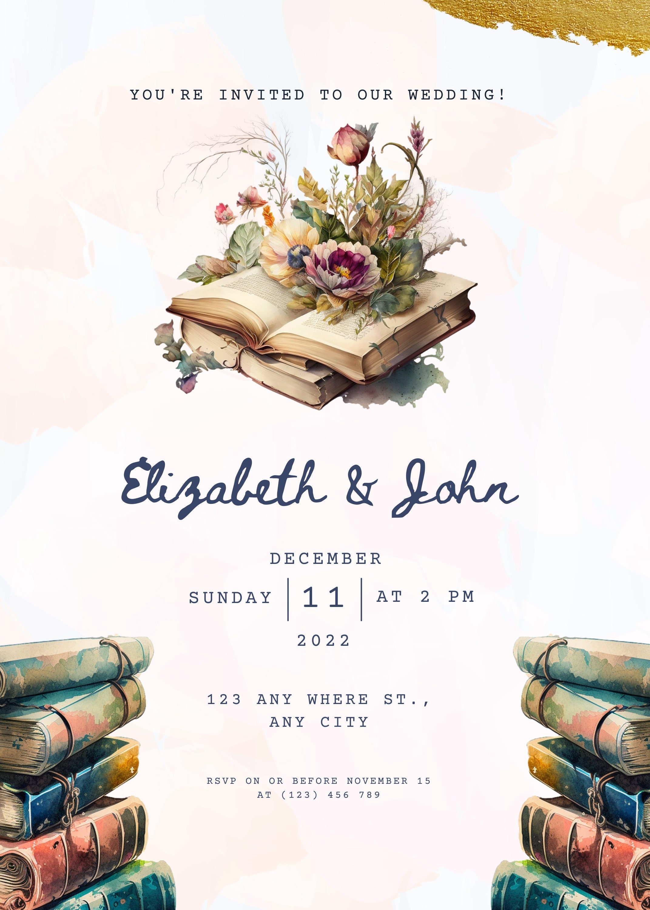 Book Theme Wedding Invitation Printable/book Lover Wedding Invitation ...