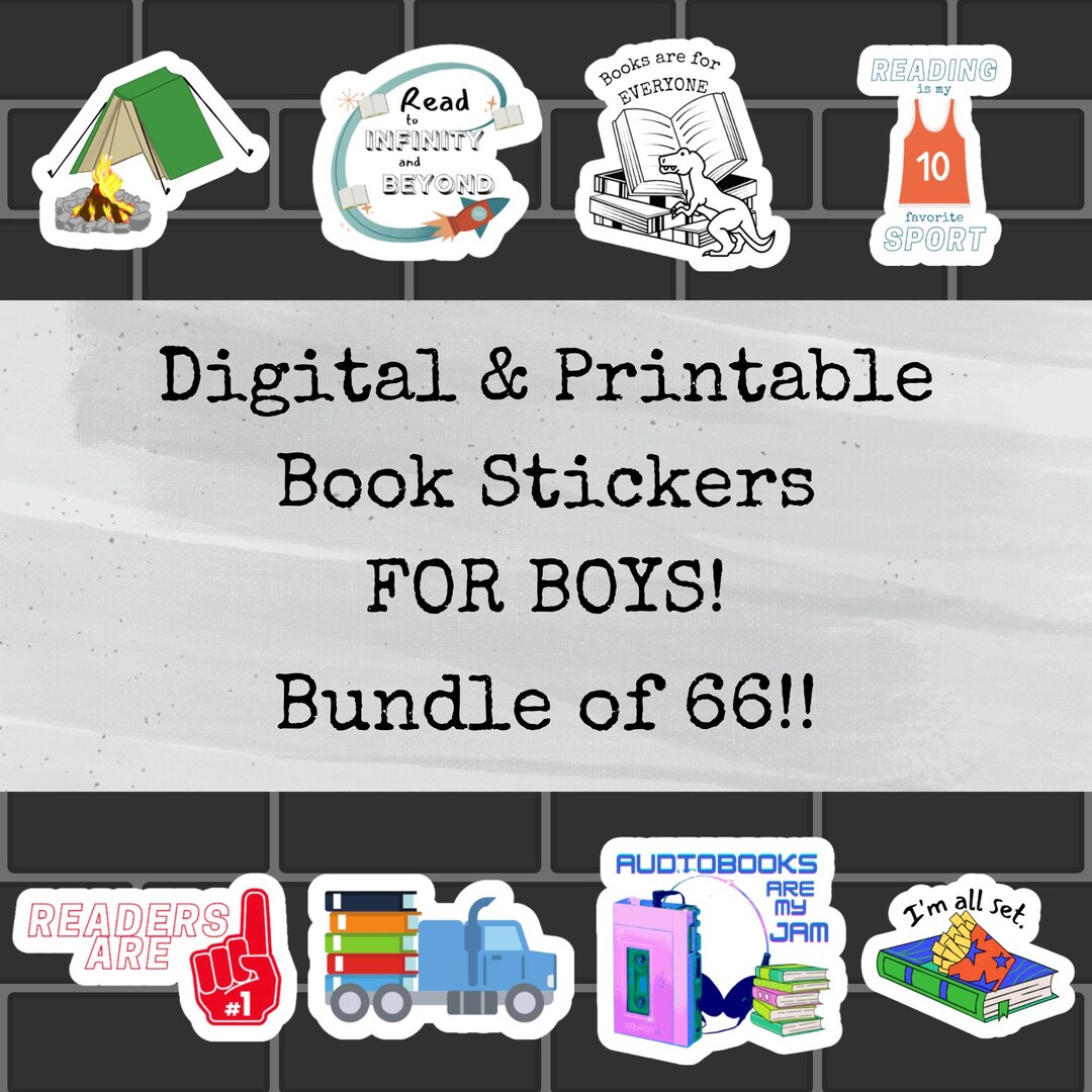 Digital & Printable Bookish Stickers for Boys/book Nerd Stickers ...