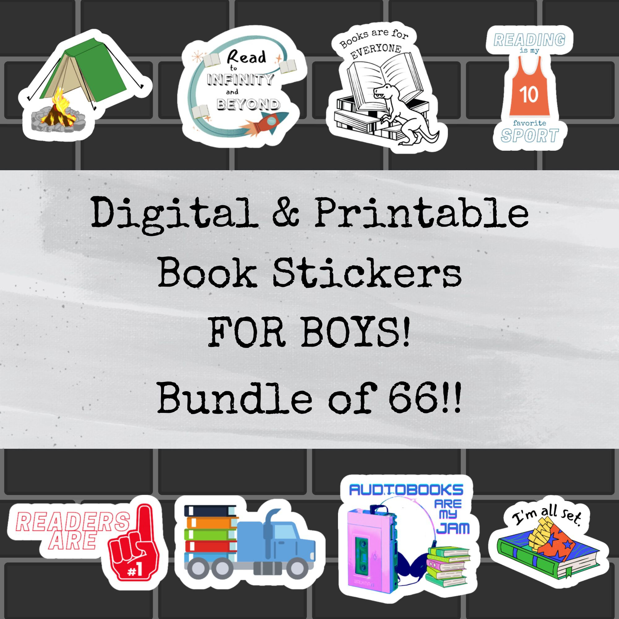 Digital & Printable Bookish Stickers for Boys/book Nerd Stickers ...