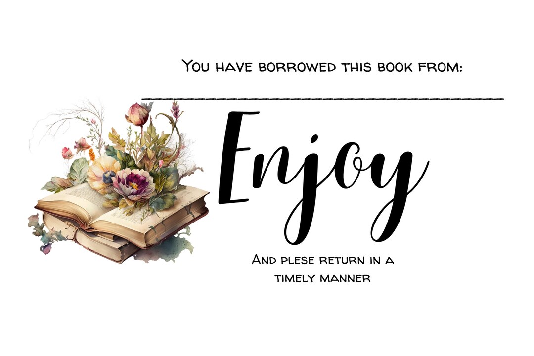 Book Belongs to Label: Floral Book Return Tag (digital Download) - Etsy