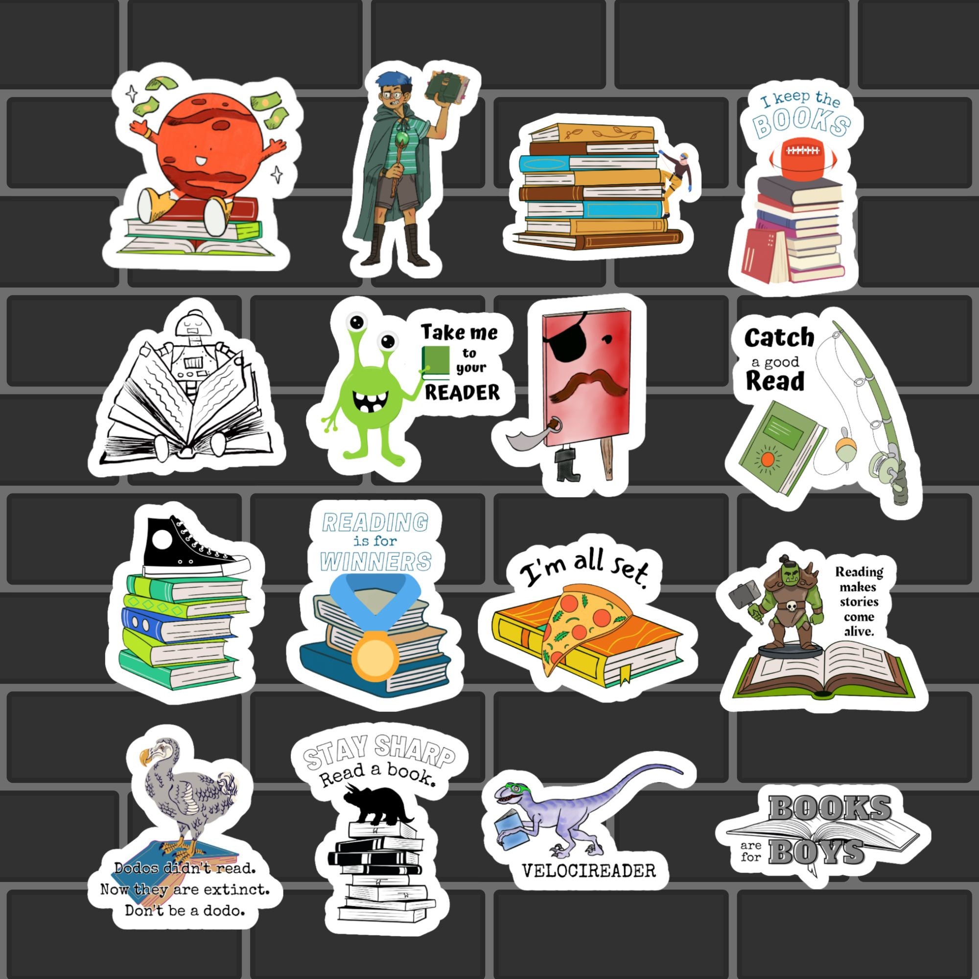 Digital & Printable Bookish Stickers for Boys/book Nerd Stickers ...