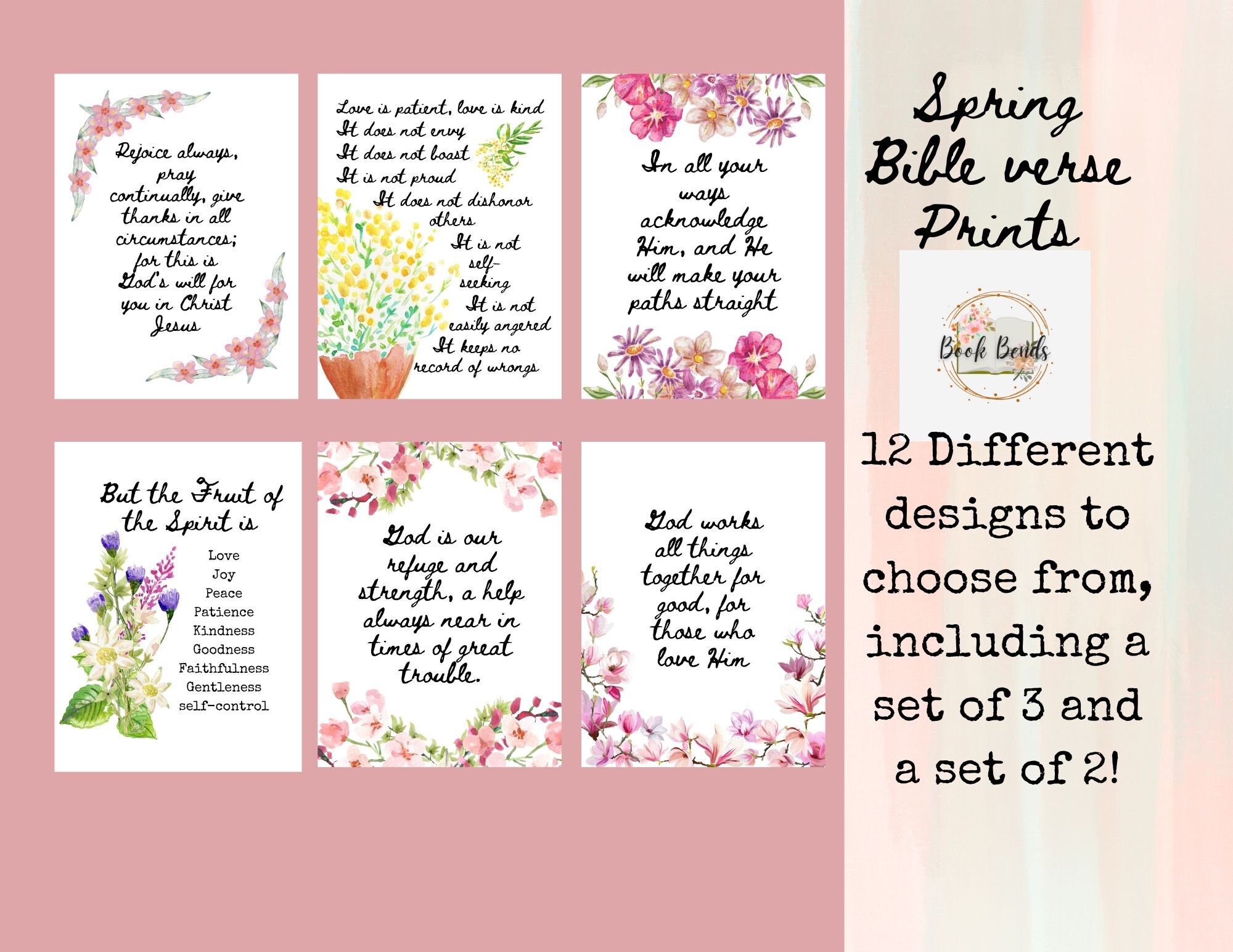 Spring Bible Verse Print/scripture Wall Art Bundle/bible Verse ...