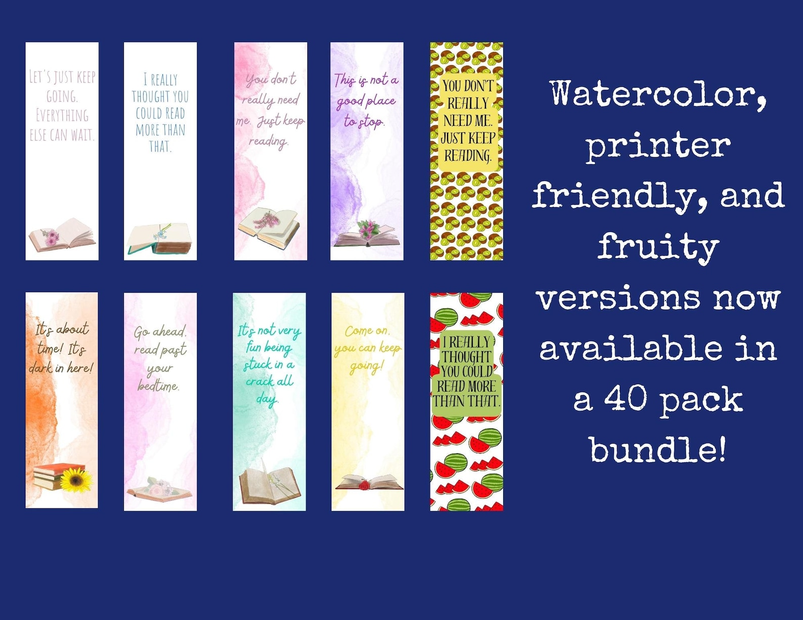 Funny Bookmarks Bundle Redesign/snarky Bookmarks/watercolor Printer ...