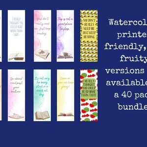 Funny Bookmarks Bundle Redesign/snarky Bookmarks/watercolor Printer ...