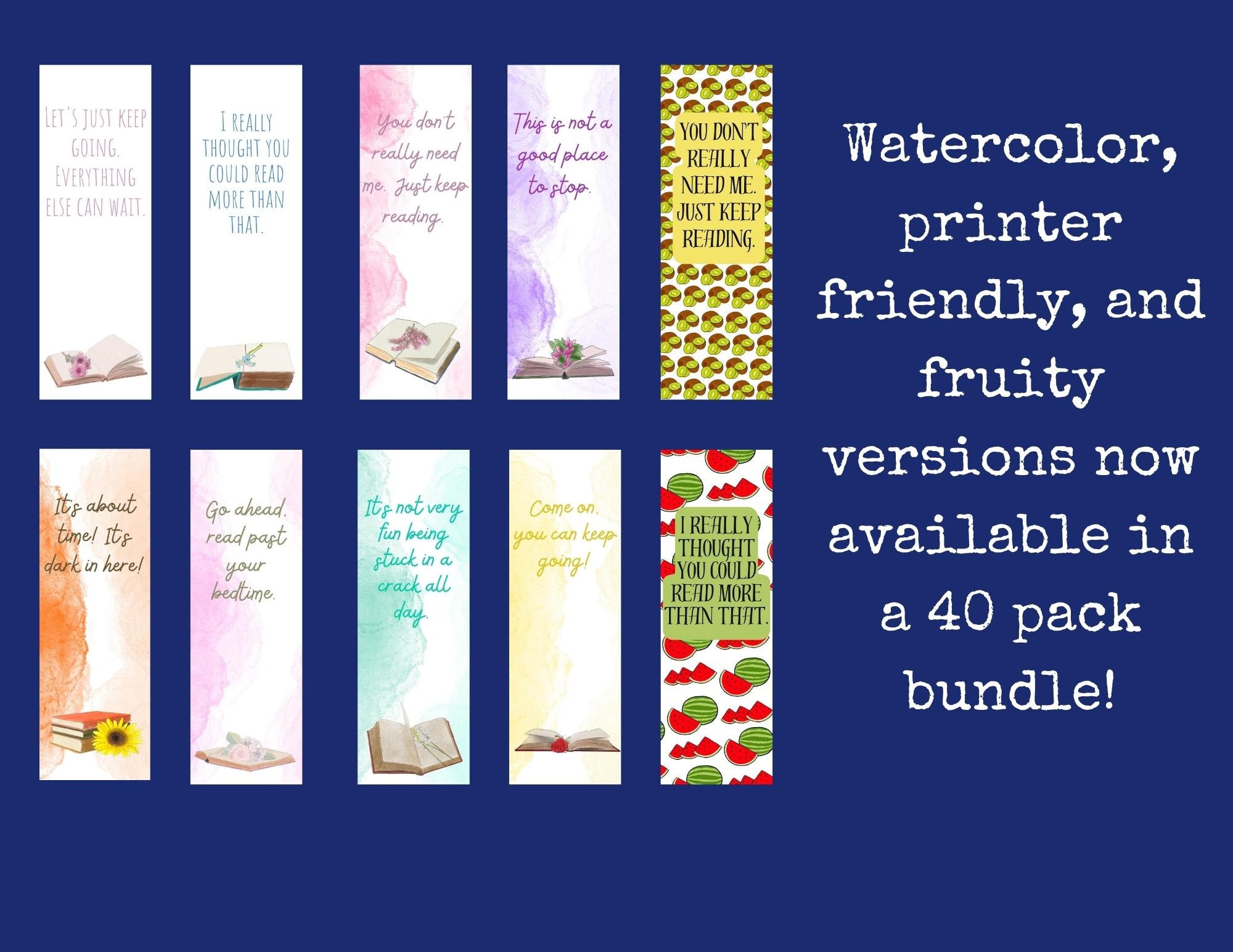 Funny Bookmarks Bundle Redesign/snarky Bookmarks/watercolor Printer ...