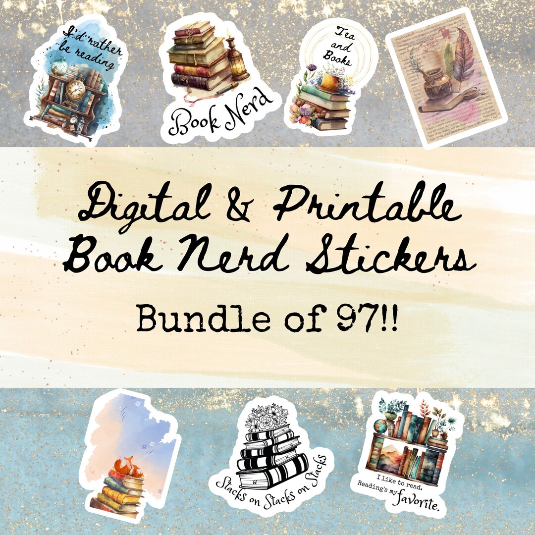 Digital & Printable Book Nerd Stickers/bookish Stickers/library ...