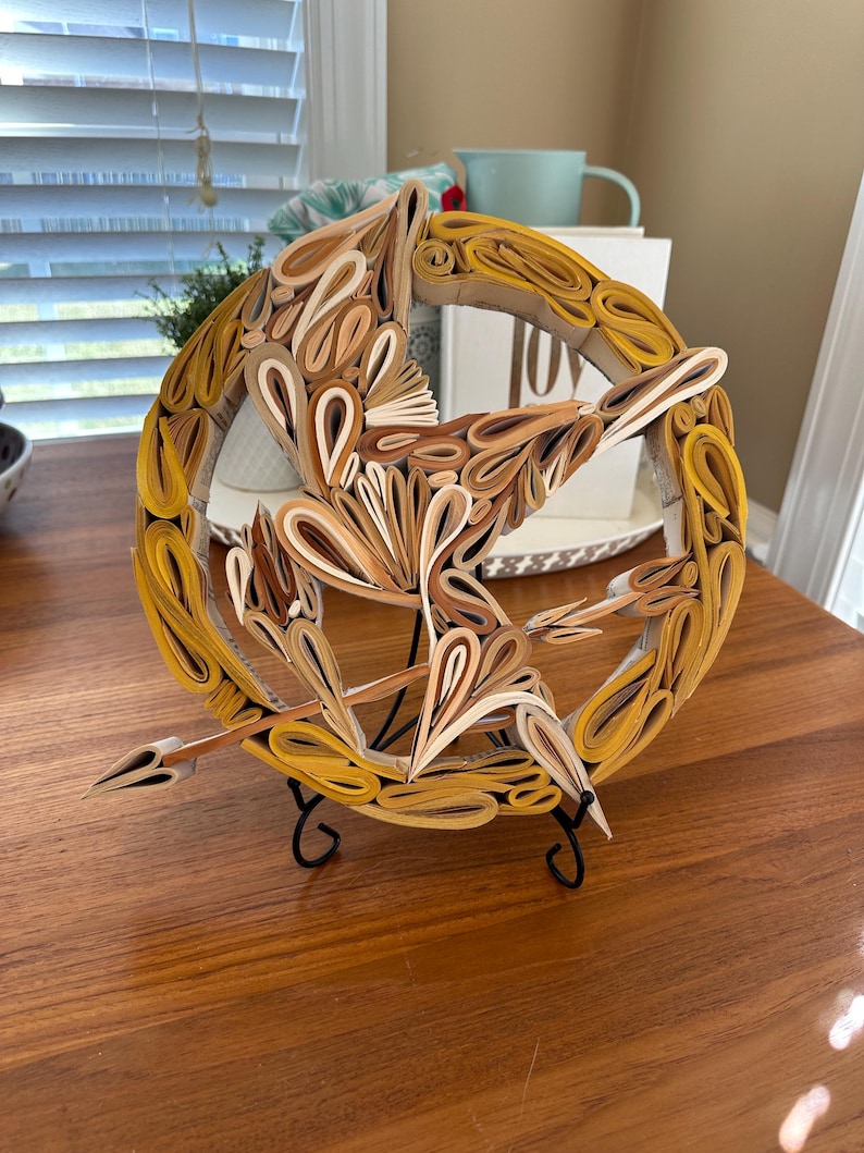 Hunger Games Mockingjay Pin Book Art Sculpture, Upcycled Literary Gift ...