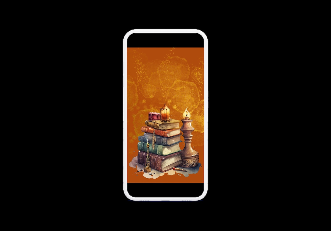 Book Lover Phone Wallpaper Bundle: Watercolor Art Backgrounds (digital ...