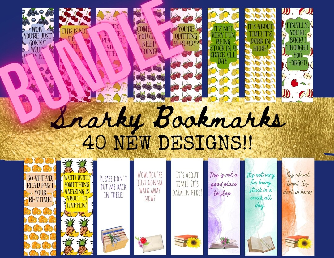 Funny Bookmarks Bundle Redesign/snarky Bookmarks/watercolor Printer ...