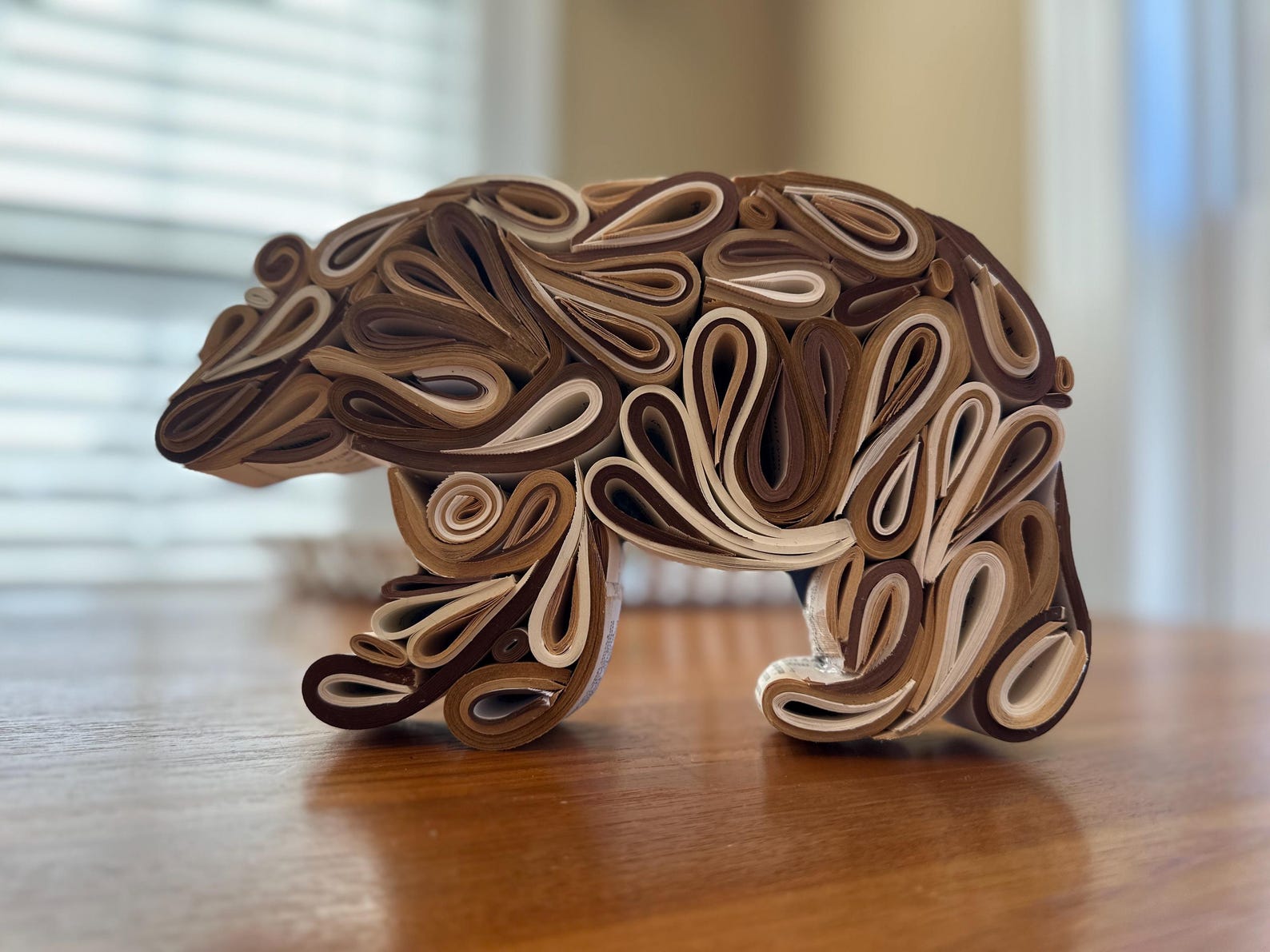 Bear Book Sculpture: Reclaimed Paper Mountain Decor, 1st Anniversary ...
