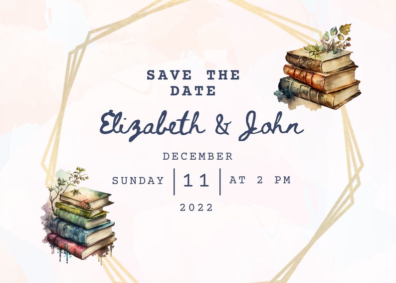 Book Theme Wedding Invitation Printable/book Lover Wedding Invitation ...