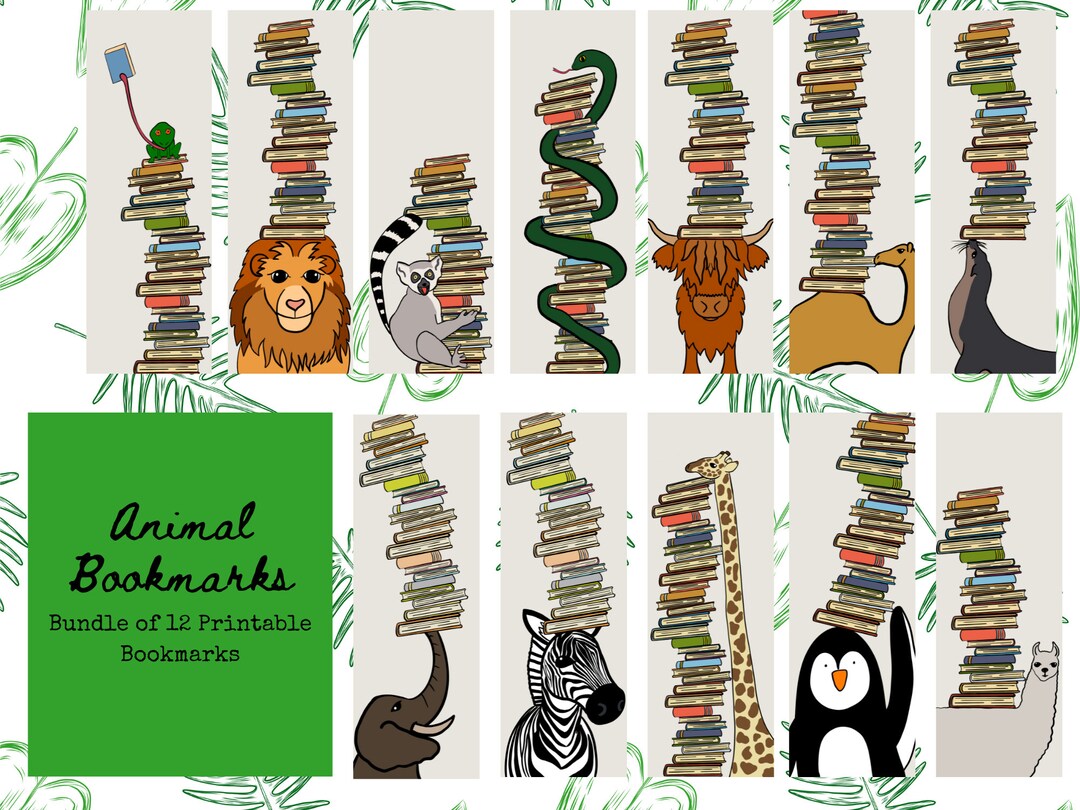 Cute Animal Printable Bookmarks/kids Bookmarks/hand-drawn Bookmarks ...