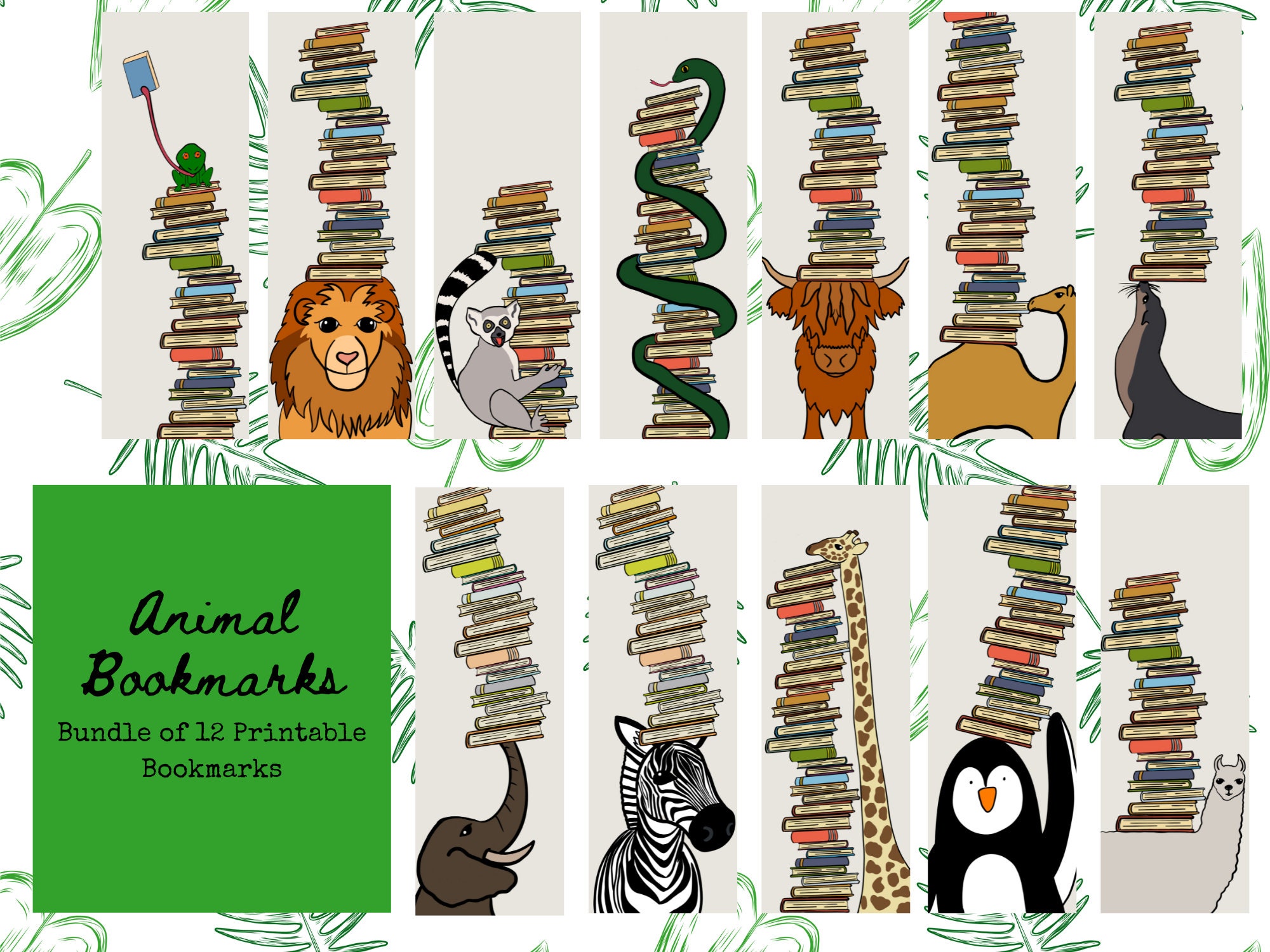 Cute Animal Printable Bookmarks/kids Bookmarks/hand-drawn Bookmarks ...