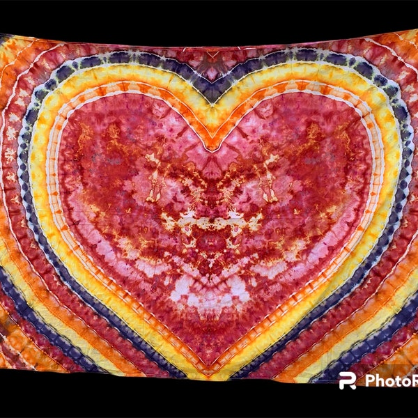 Rainbow Tie Dye Tapestry Heart - Etsy