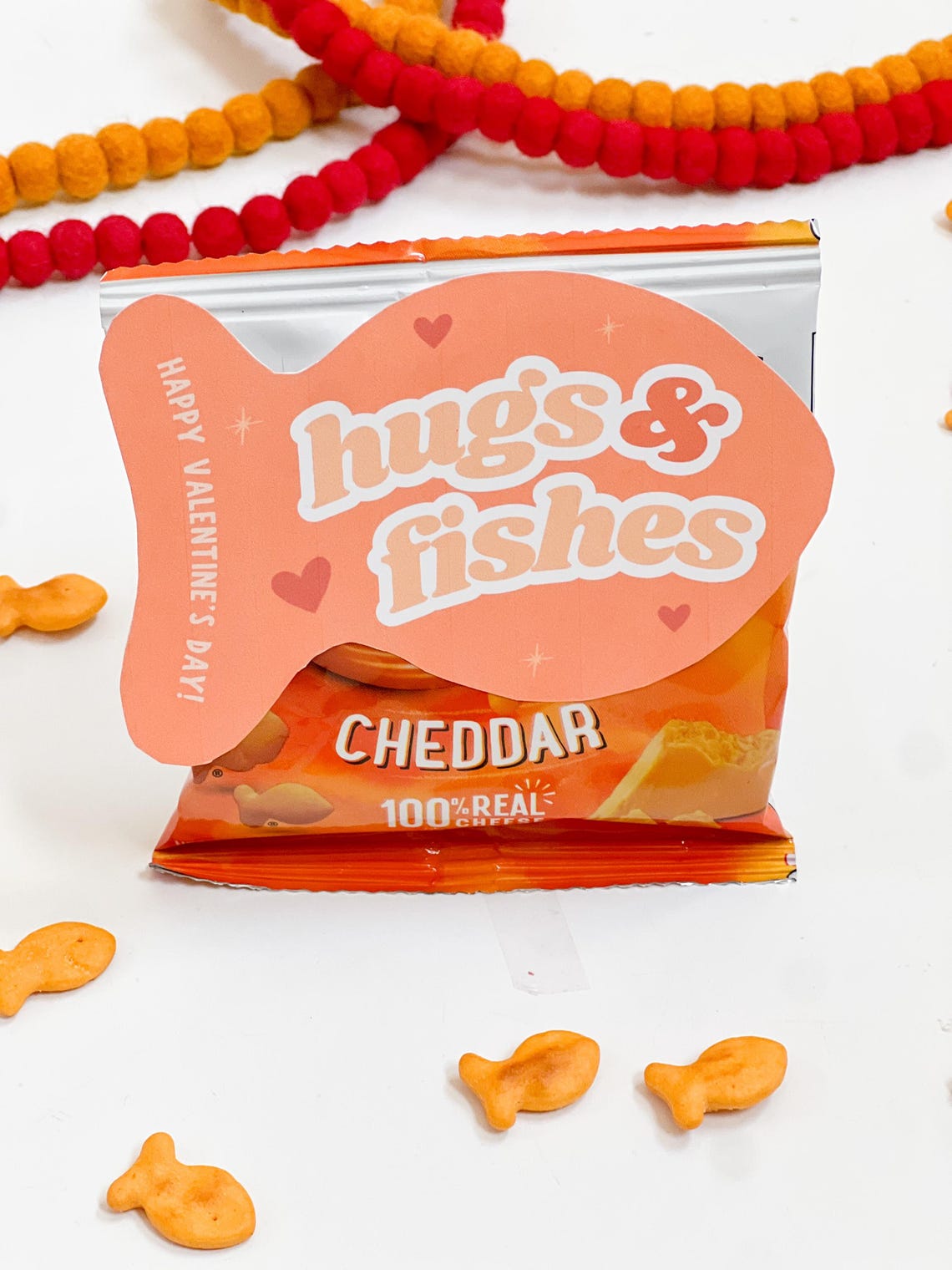 Goldfish Valentines Tags, Printable Holiday Tag, Snack Gift, Love Day ...