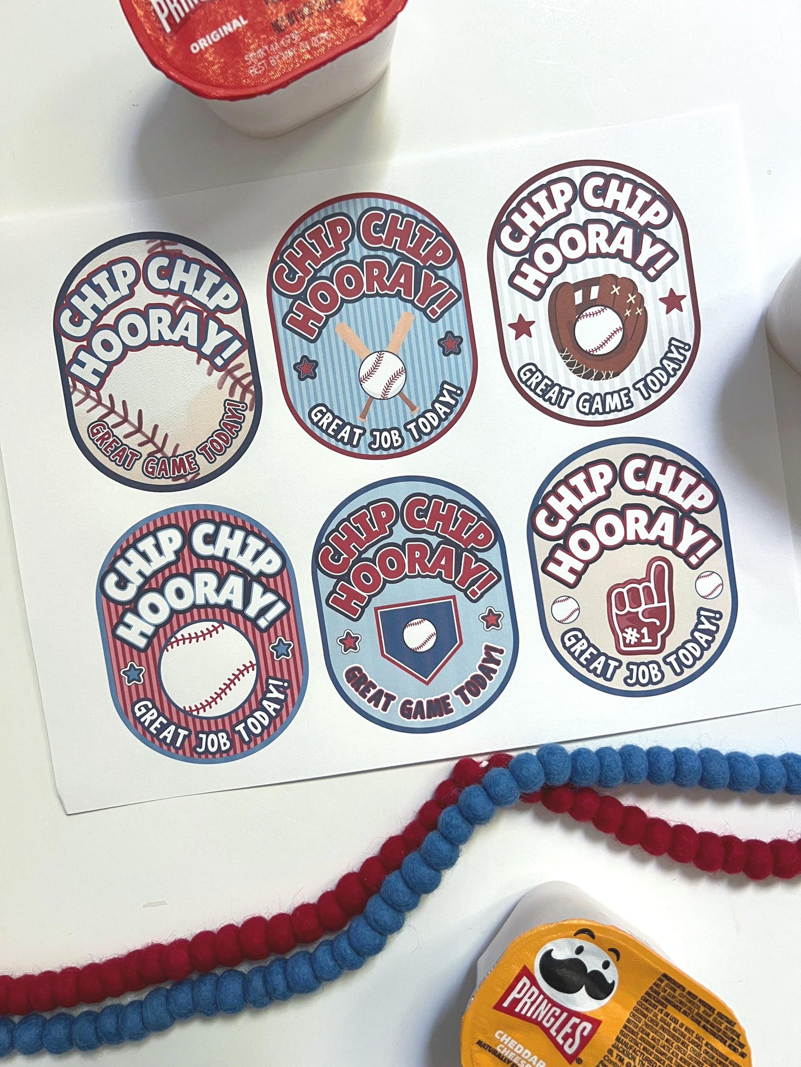 Baseball Pringles Toppers Printable, Game Day Snack Tags (digital ...
