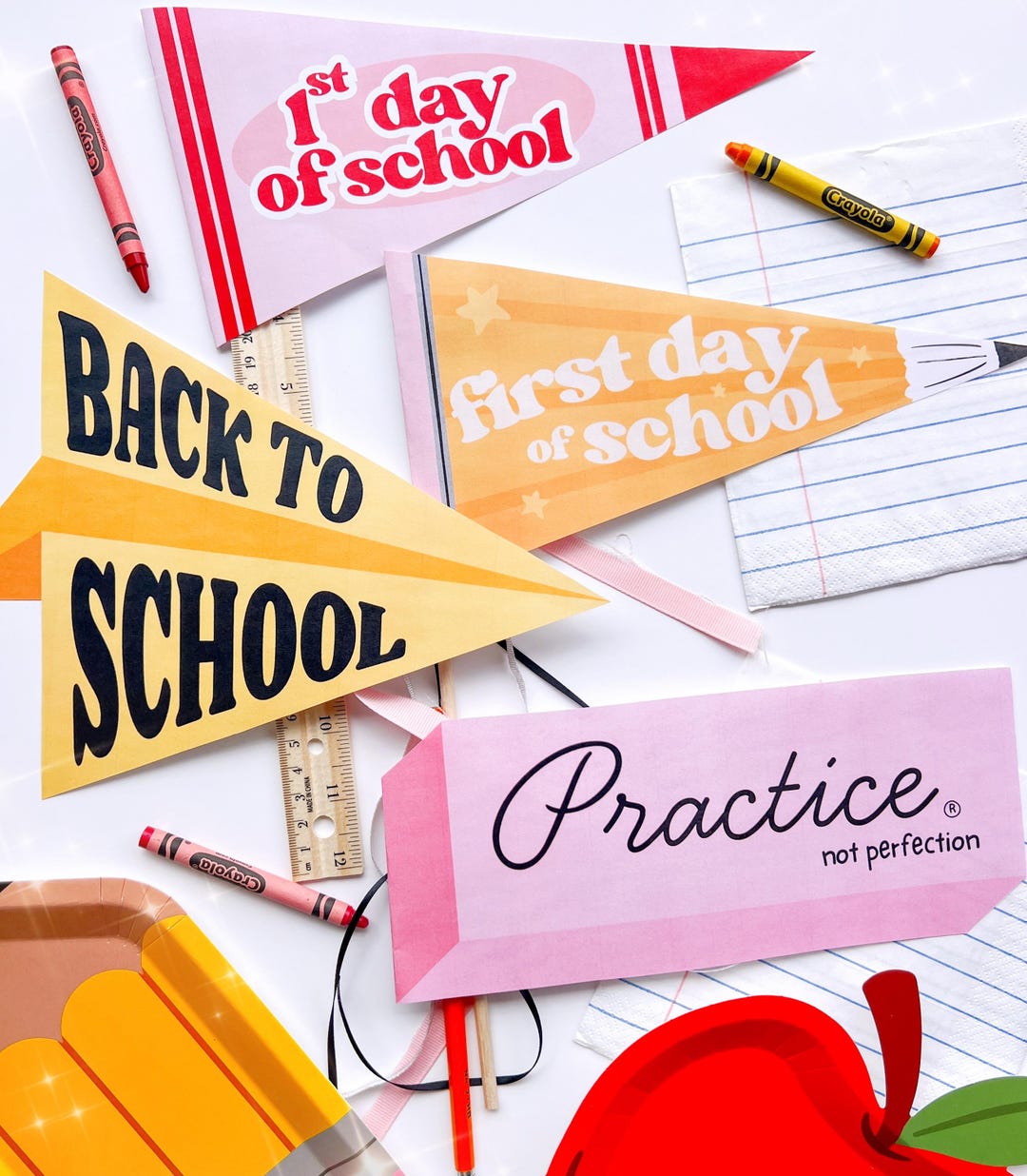 First Day of School Printable Pennant Flags, Photo Prop (digital ...