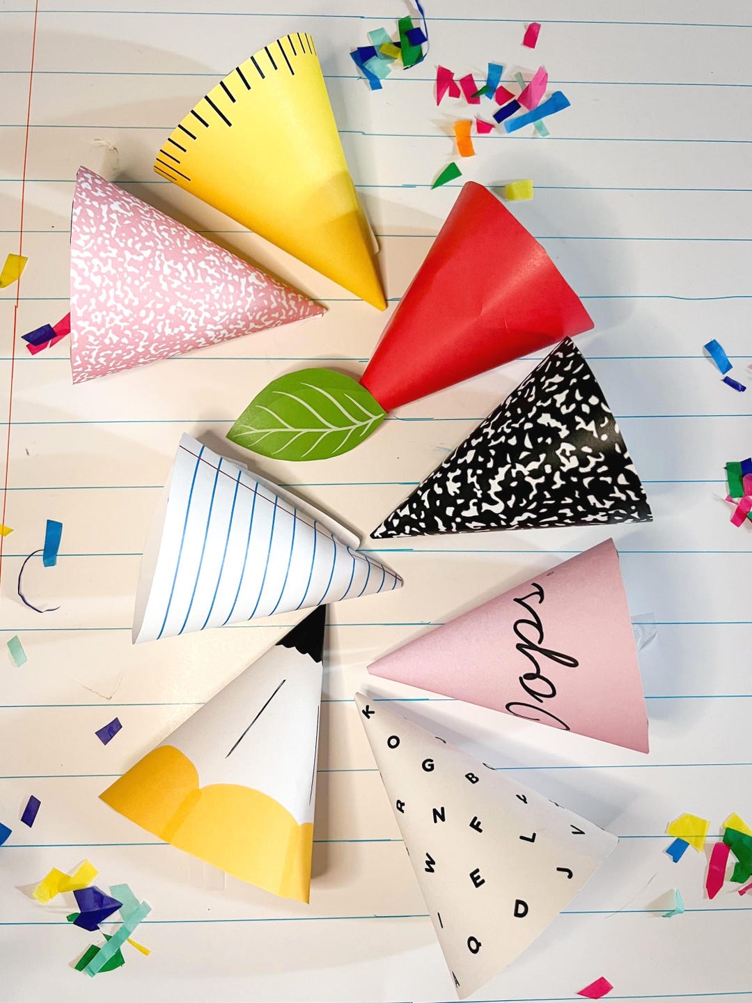 Printable Back to School Party Hats, Digital Prints, School Themed ...
