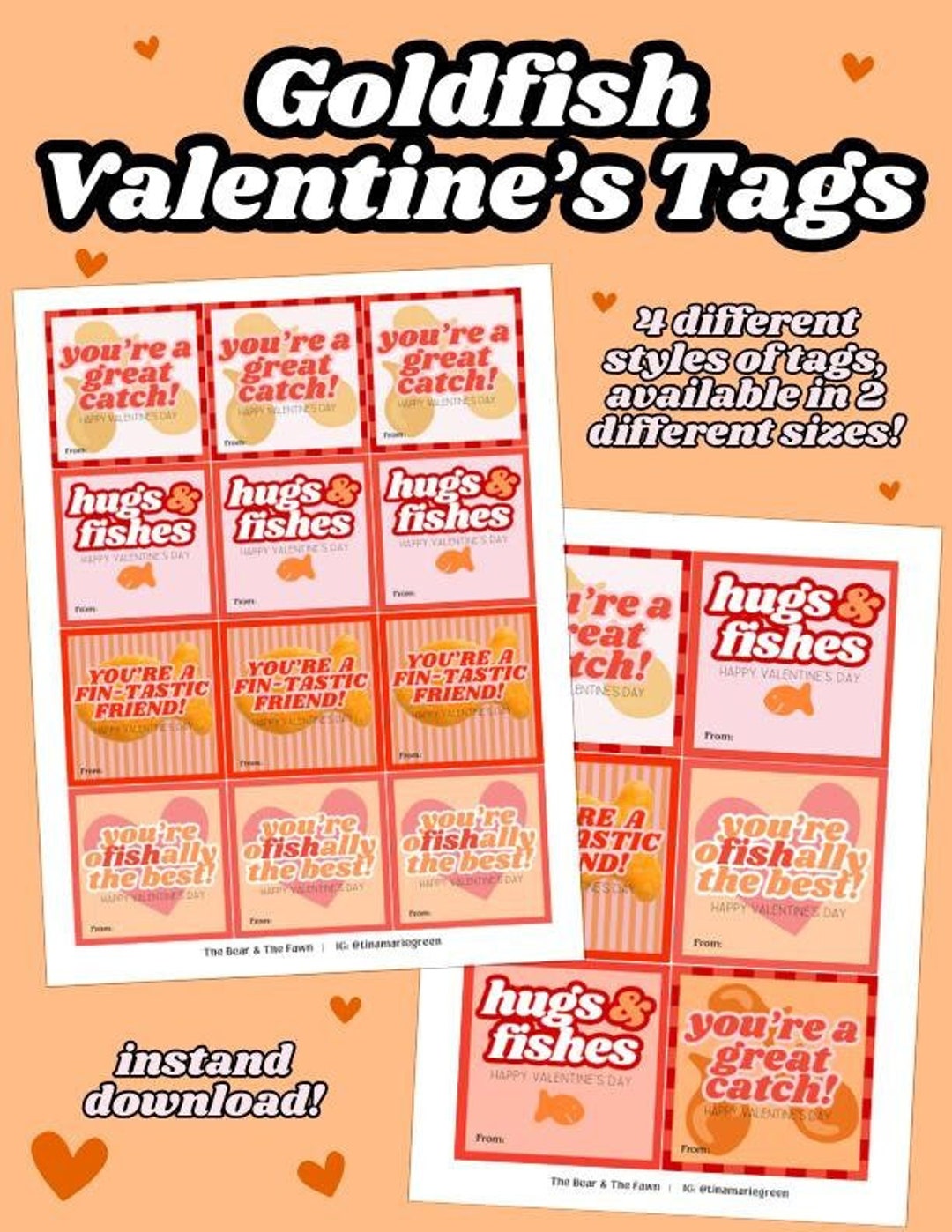 Goldfish Valentines Gift Tags, Kids Party Favor (digital Download) - Etsy