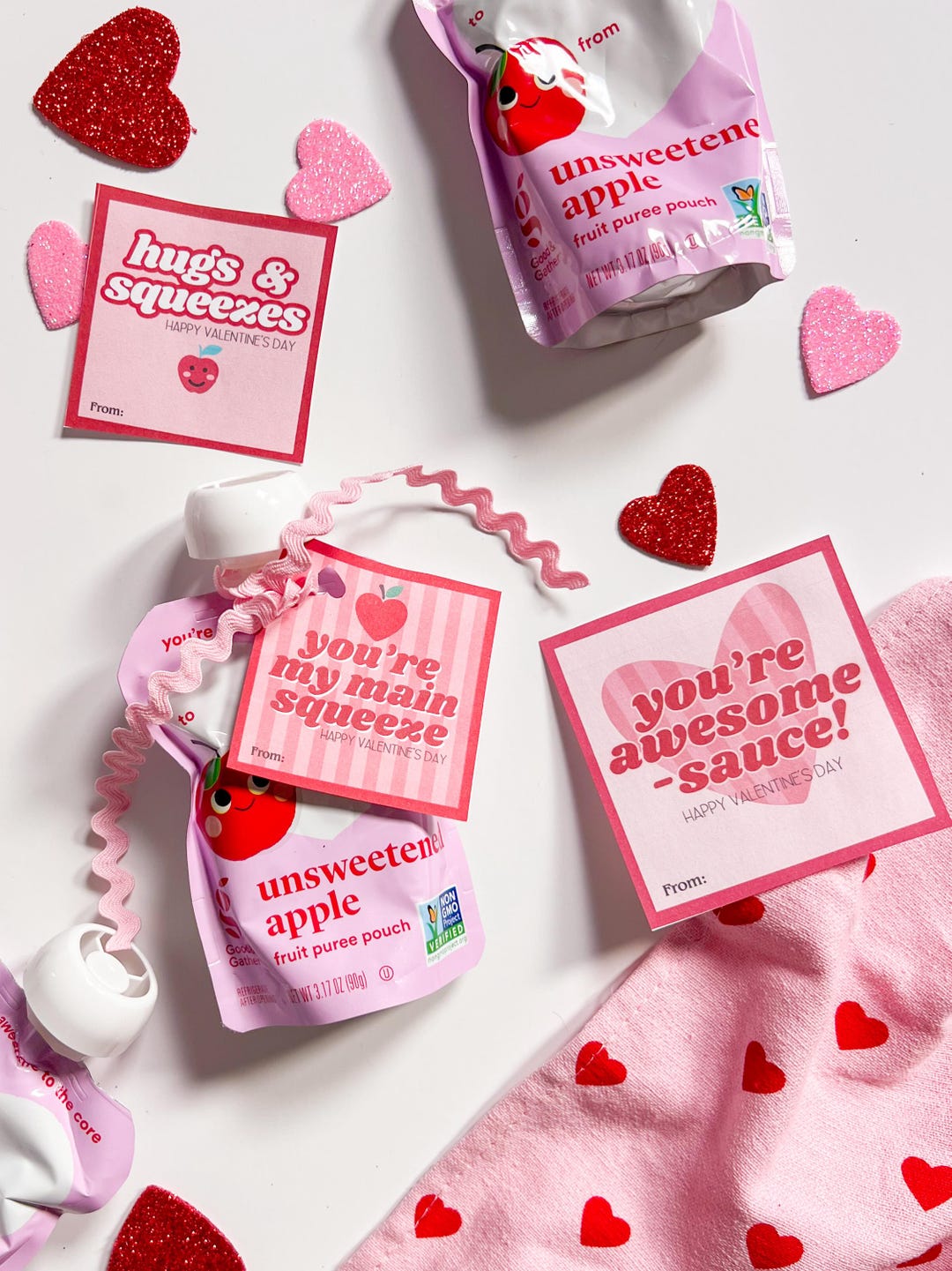Applesauce Valentines Printable, Student Holiday Printable Tag, Kids ...