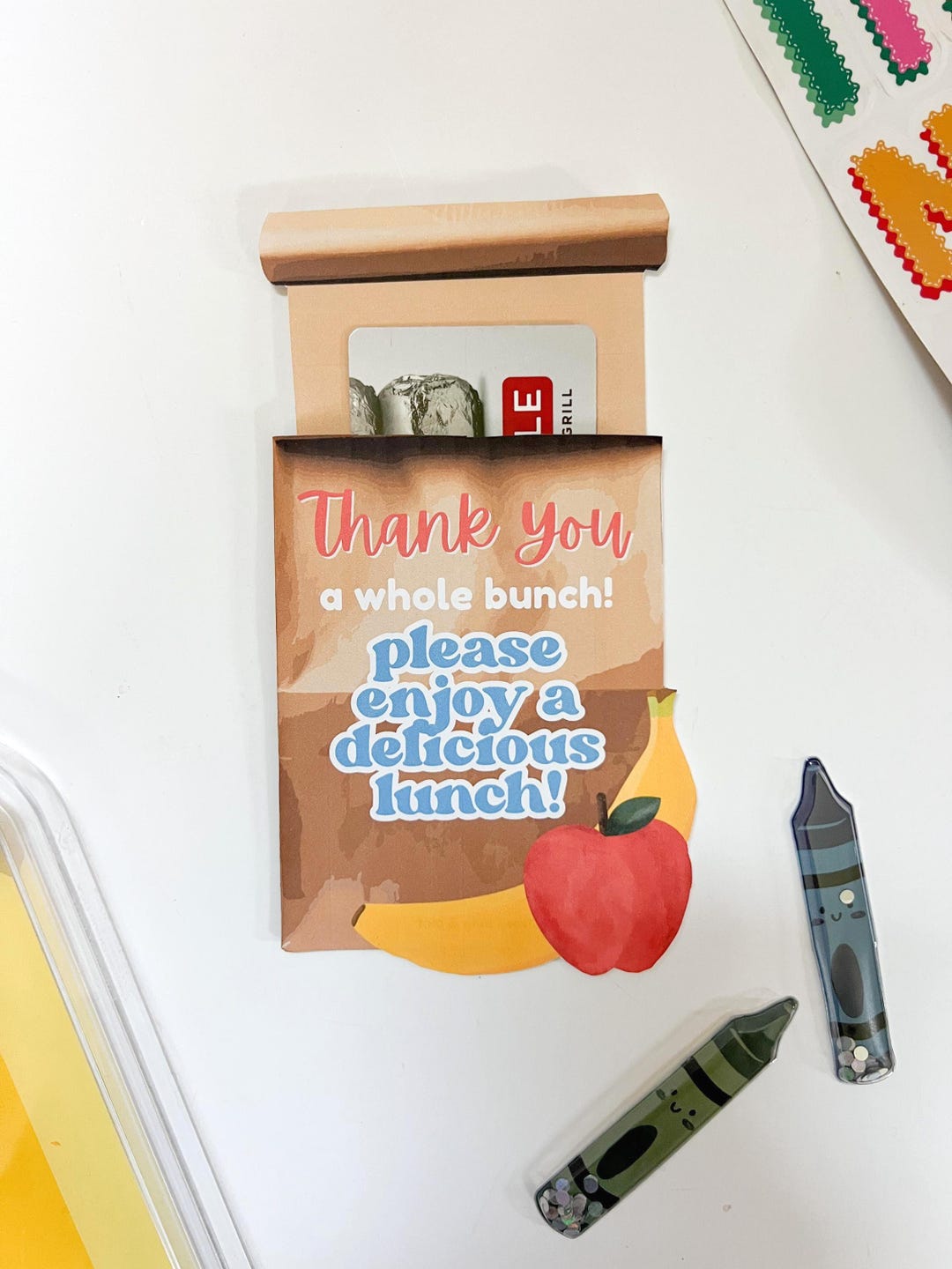 Printable Lunch Bag Gift Card Holder, Teacher Appreciation (digital ...