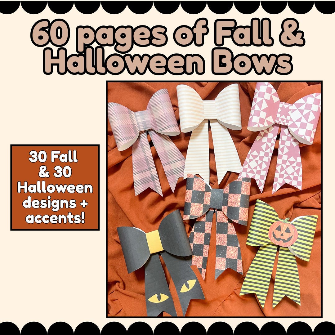 Fall & Halloween Bows Bundle, Bulletin Board Bow Accents, Digital Print ...
