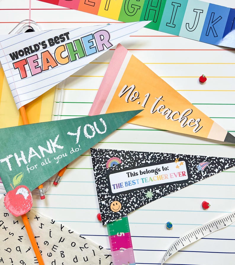 Teacher Appreciation Pennant Print, School Staff Flags (digital ...