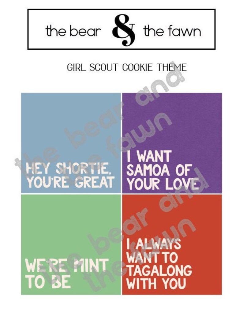 Girl Scout Cookie Printable Gift Tag Printable Valentine Gift | Etsy