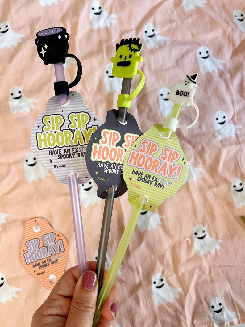 Halloween Straw Tags, Printable Instant Download, Exstraw Spooky, Crazy ...