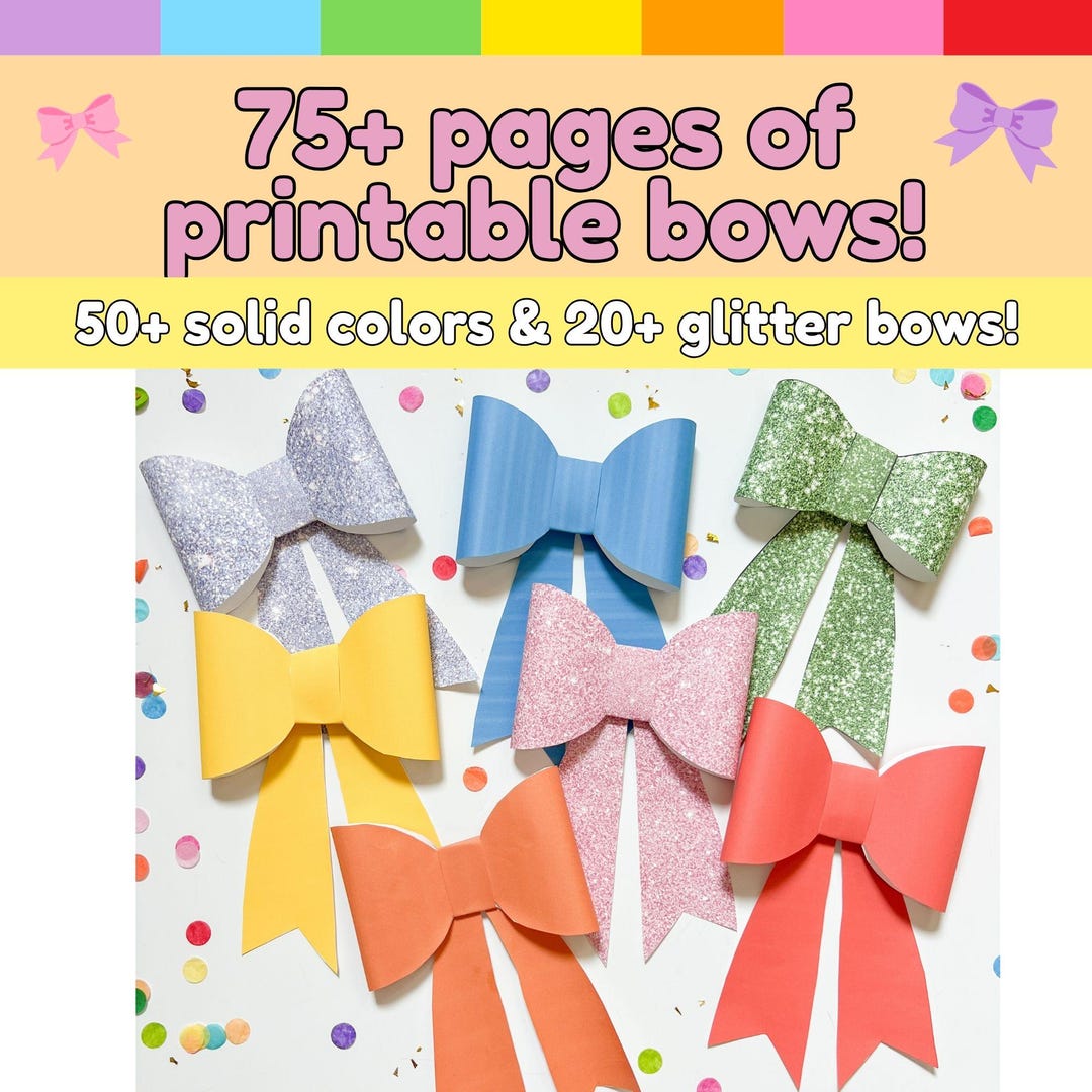 75+ Printable Solid and Glitter Bows, Bulletin Board Bow Accents ...