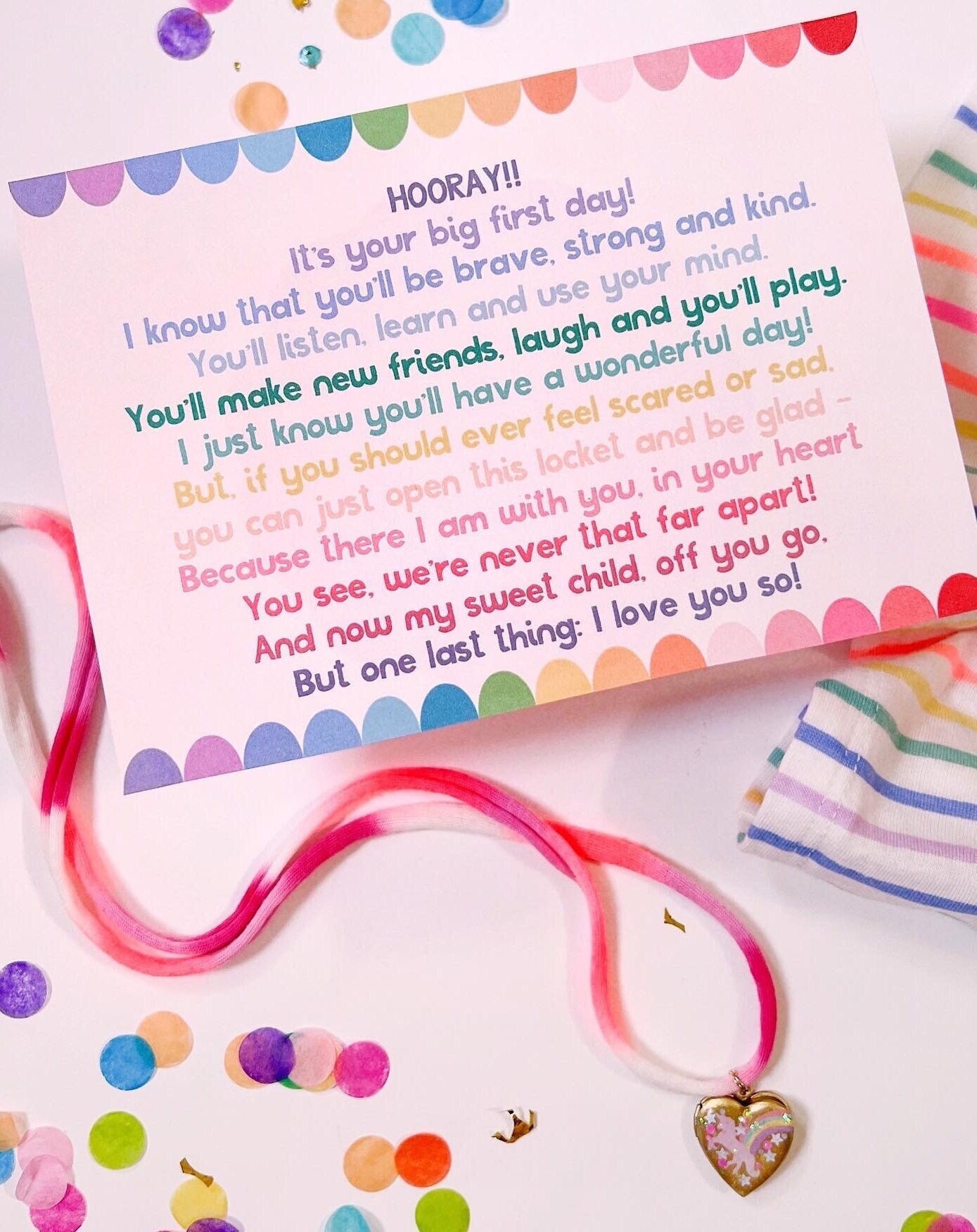 First Day of School Locket Poem Print - Etsy