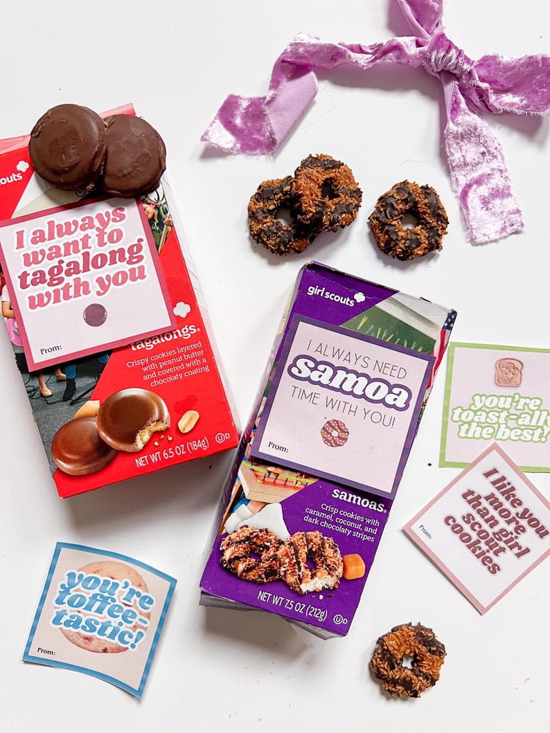 Girl Scout Cookie Gift Tags, Kids Snack, Valentine's (printable ...