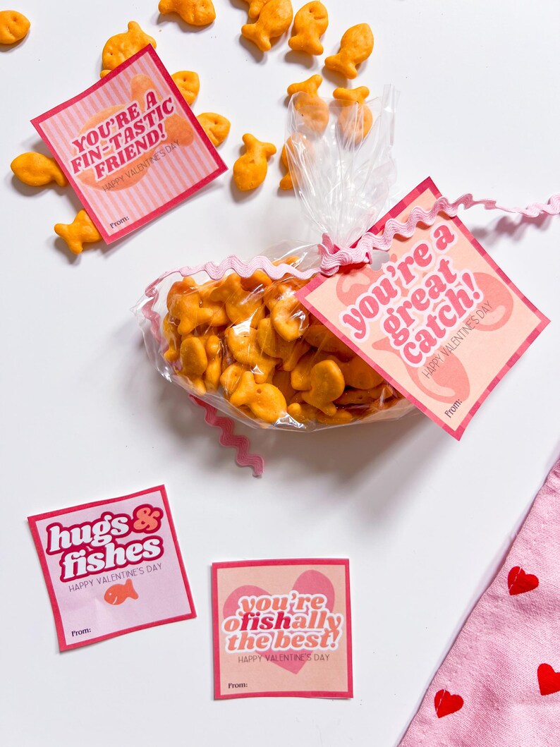 Goldfish Valentines Gift Tags, Kids Party Favor (digital Download) - Etsy
