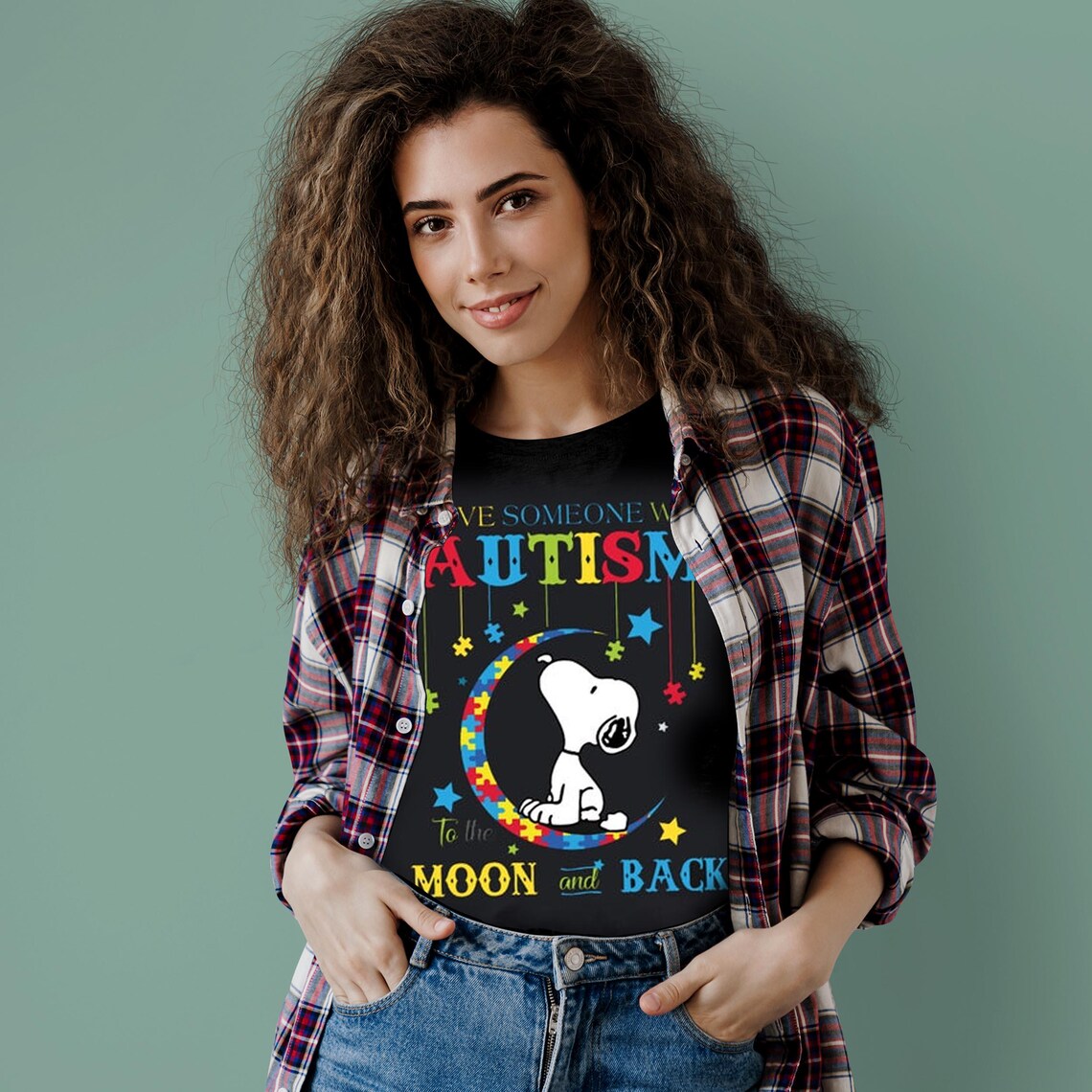 I Love Someone With Autism PNG, Snoopy Moon Puzzle Piece Clipart ...