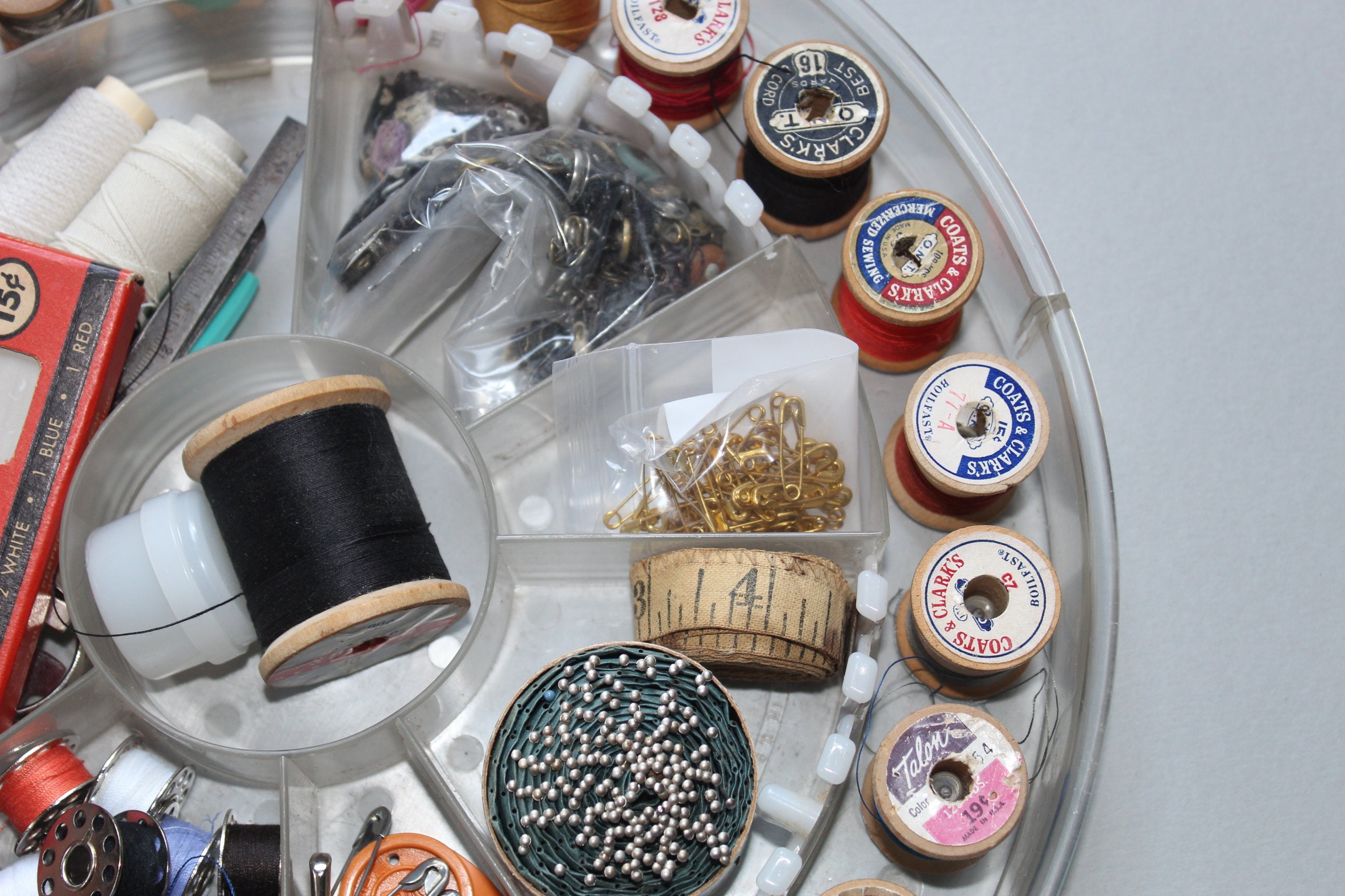Vintage Round Thread Master by Kerk Guild Plastic Sewing Box Filled ...