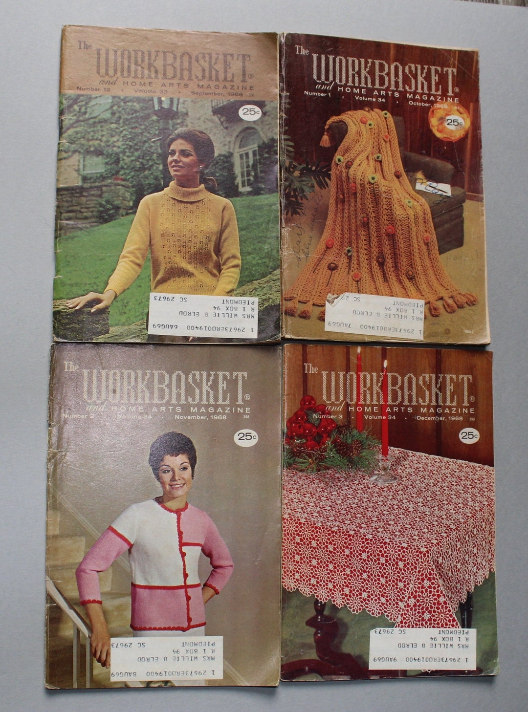 1968 Lot of 4 the Workbasket & Home Arts Magazine Book for Crafts ...