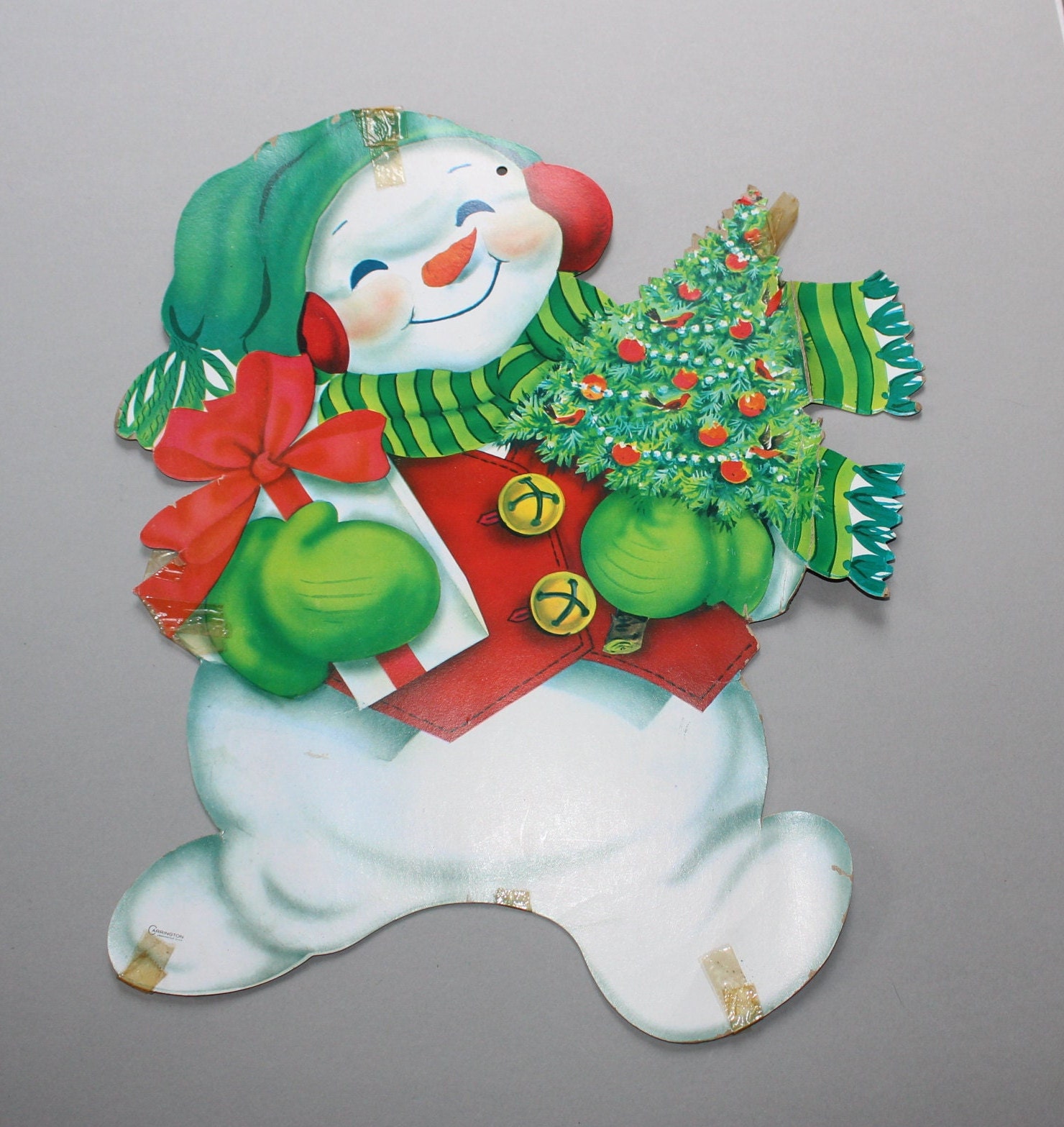 1970s Vintage Christmas Snowman With Gift and Tree Cardboard - Etsy