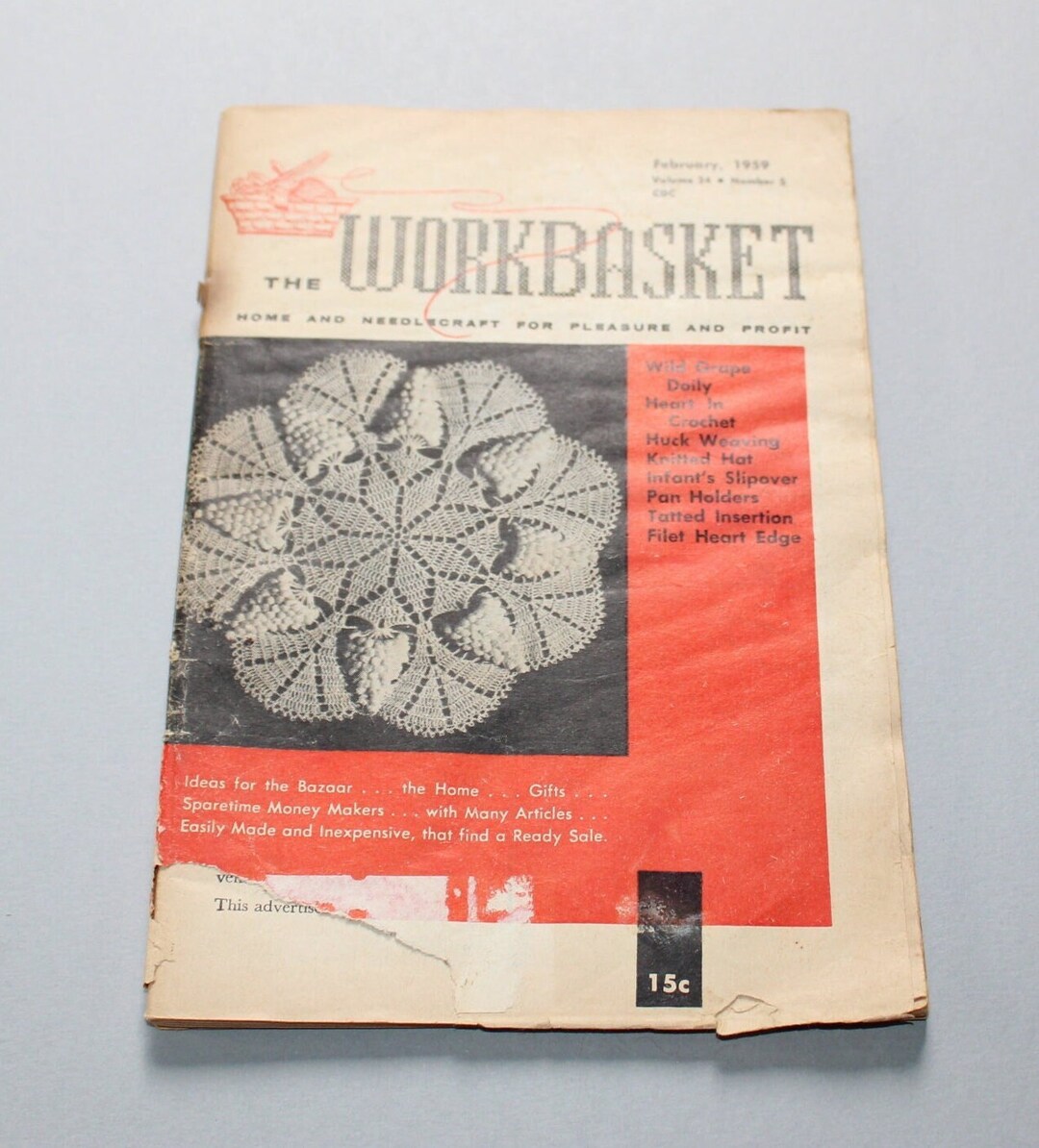 February 1959 the Workbasket Magazine Volume 24 Number 5 Knitting ...