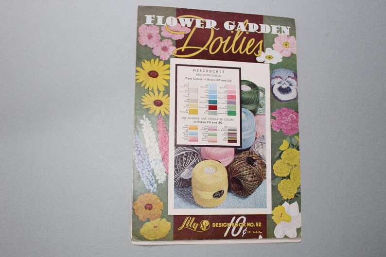 1950 Flower Garden Doilies Book No. 52 Cotton Thread Crochet Knitted ...