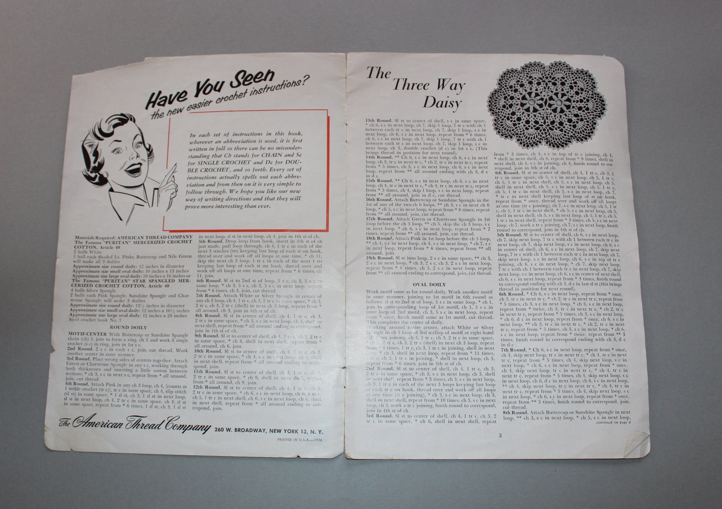 1956 American Thread Co. Doilies Book No. 128 Cotton Thread Crochet ...