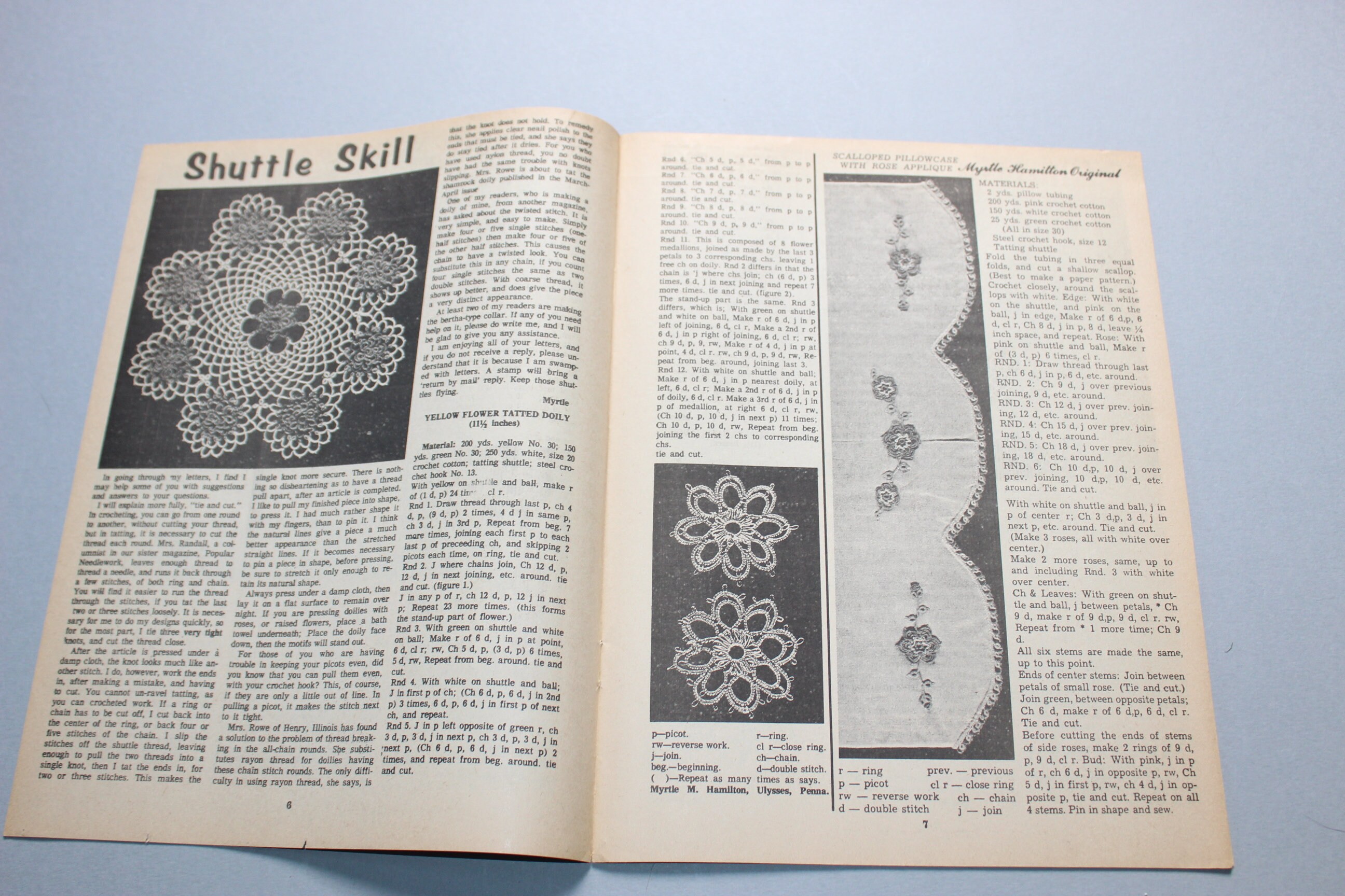 1970 Blue Ribbon Patterns for Tatting P-490 Tatting Edgings Doilies ...