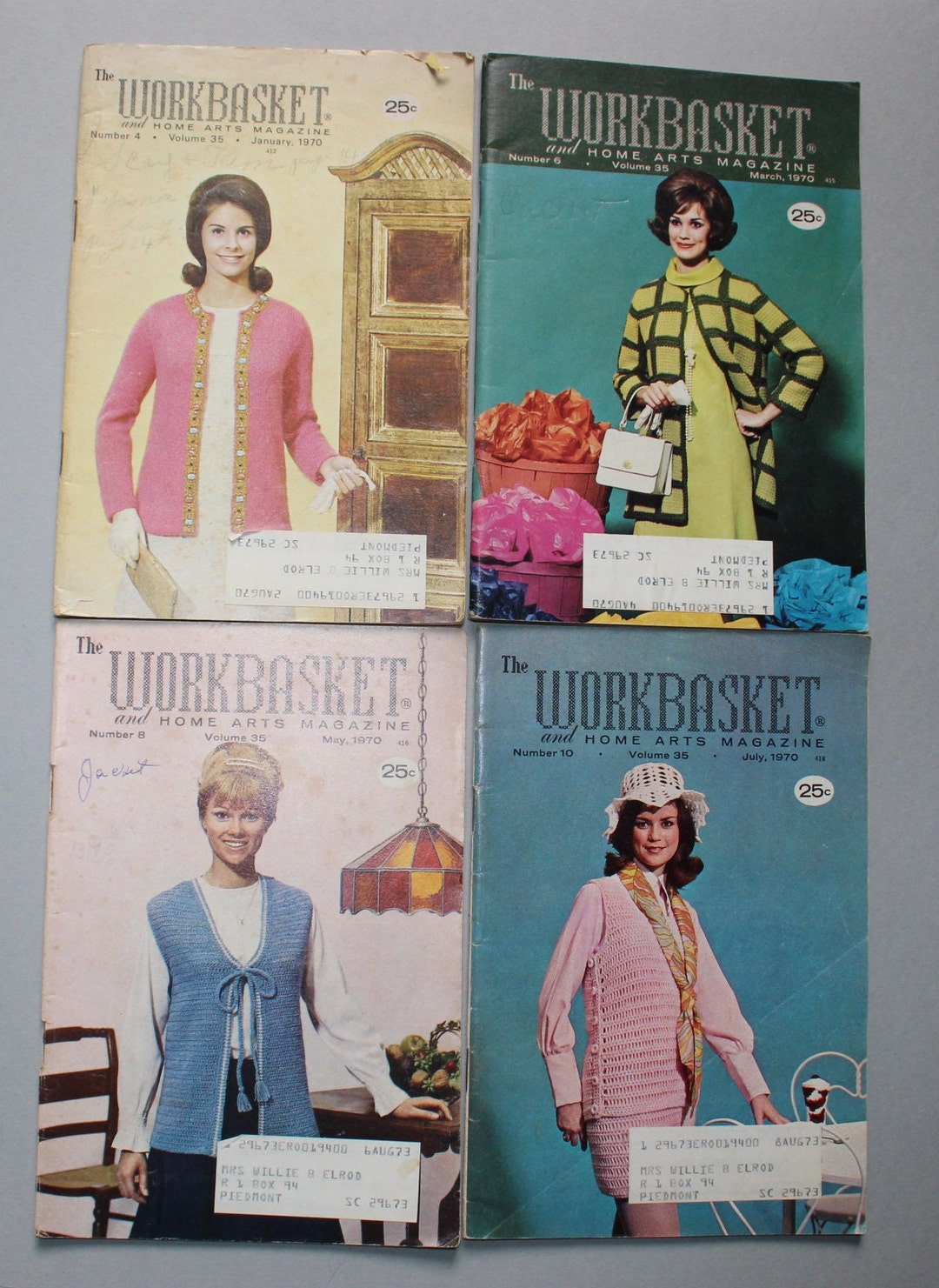 1970 Lot of 4 the Workbasket & Home Arts Magazine Book for Crafts ...