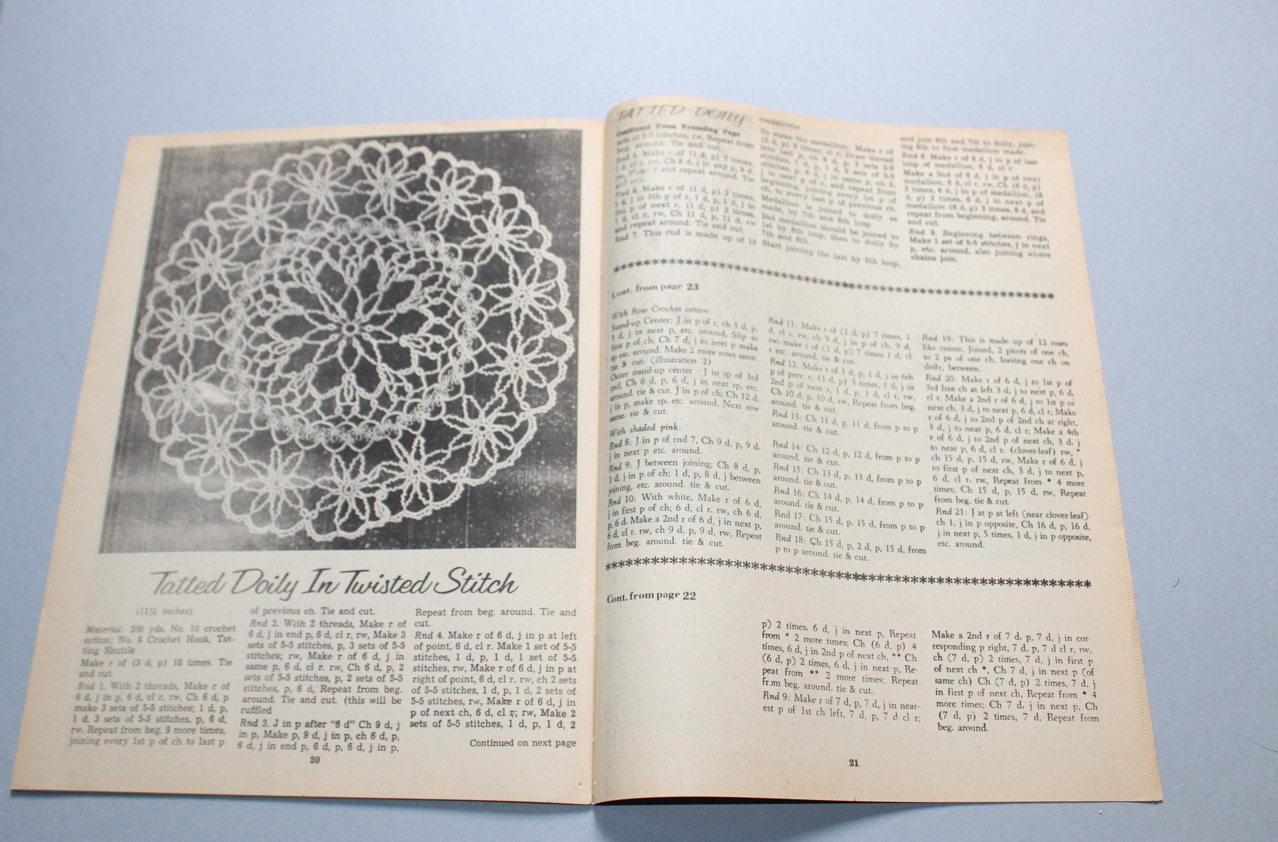 1970 Blue Ribbon Patterns for Tatting P-490 Tatting Edgings Doilies ...