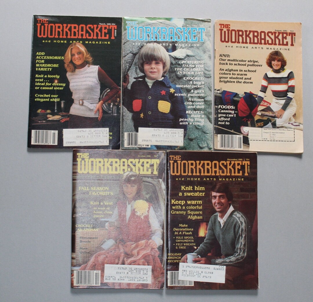 1981 Lot of 5 the Workbasket & Home Arts Magazine Book for Crafts ...