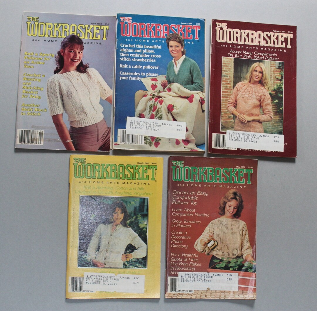 1982 and 1984 Lot of 5 the Workbasket & Home Arts Magazine Book for ...