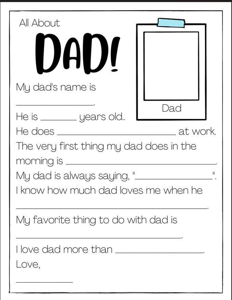 All About Dad Printable - Etsy