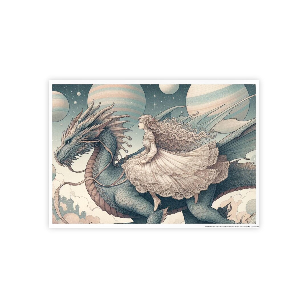 Cosmic Fairy Riding Dragon Gloss Posters - Etsy