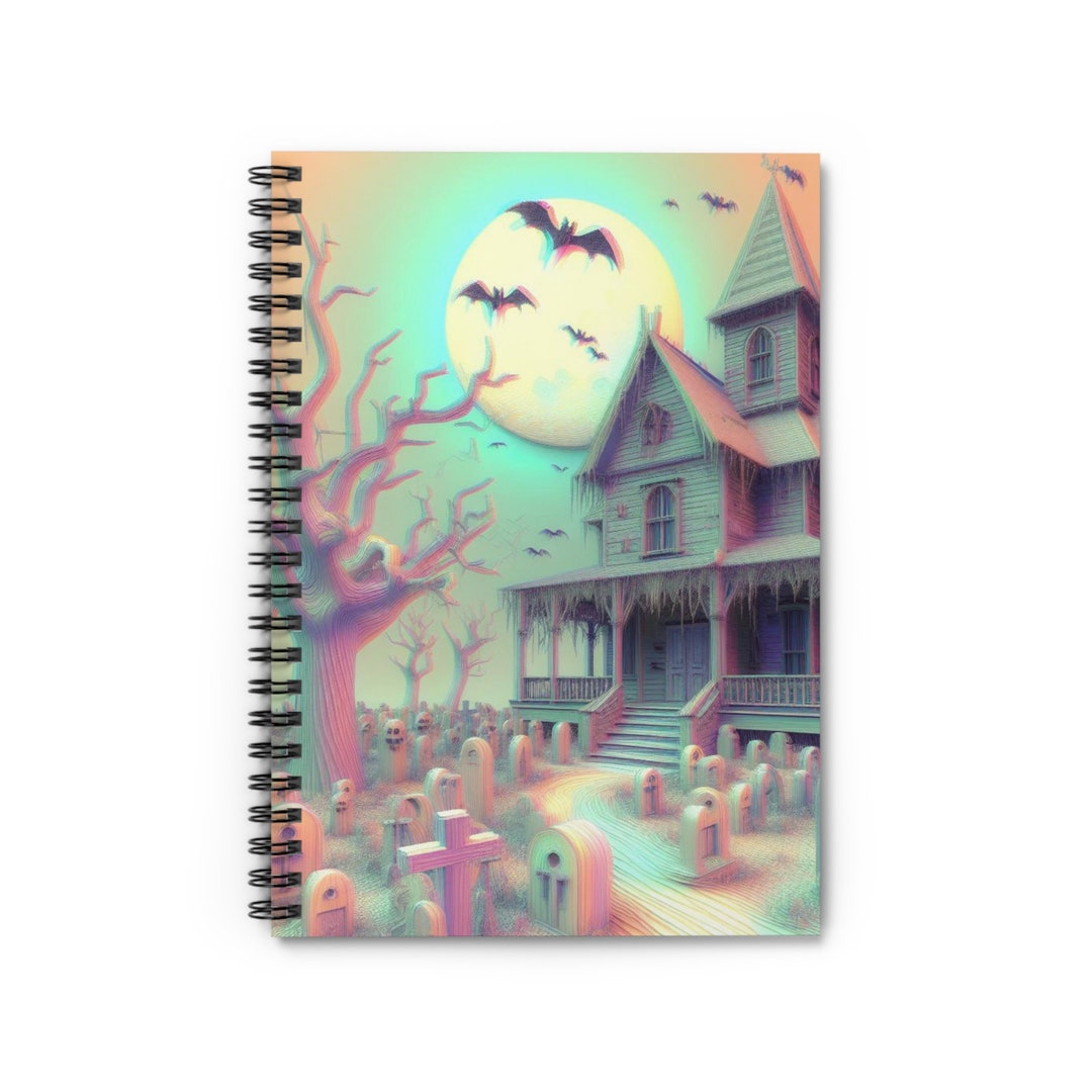 3d Haunted House Spiral Notebook Ruled Line - Etsy
