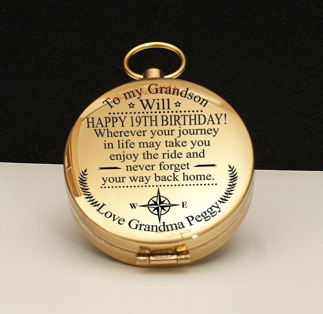 To My Grandson 19th Birthday, Custom Name Mens Compass, Personalized ...