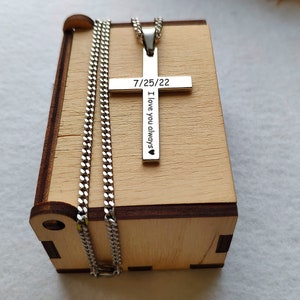 Personalized Anniversary Date Cross Stainless Steel Silver Mens Cross ...